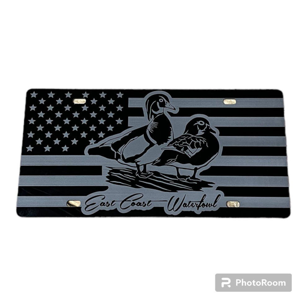 Black American Flag Cypress Woodie License Plate – East Coast Waterfowl